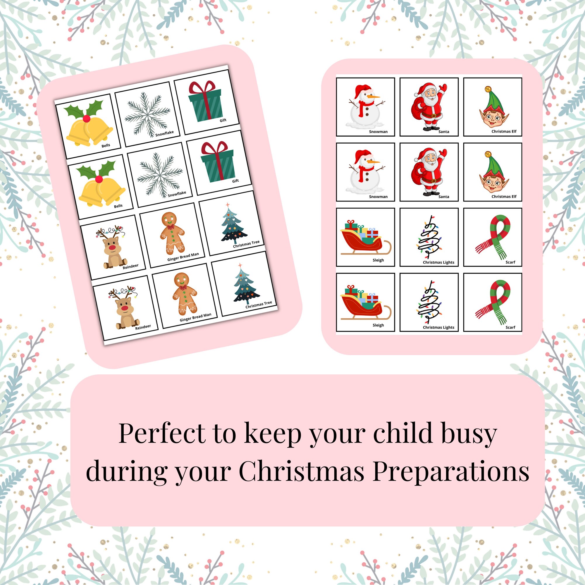 Christmas Printable Memory Game for Kids 18 Cards, Family Game, Fun ...