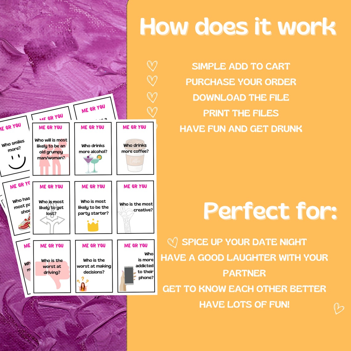 Printable Couples Drinking Game Cards,party Game,adult Game,date Night ...