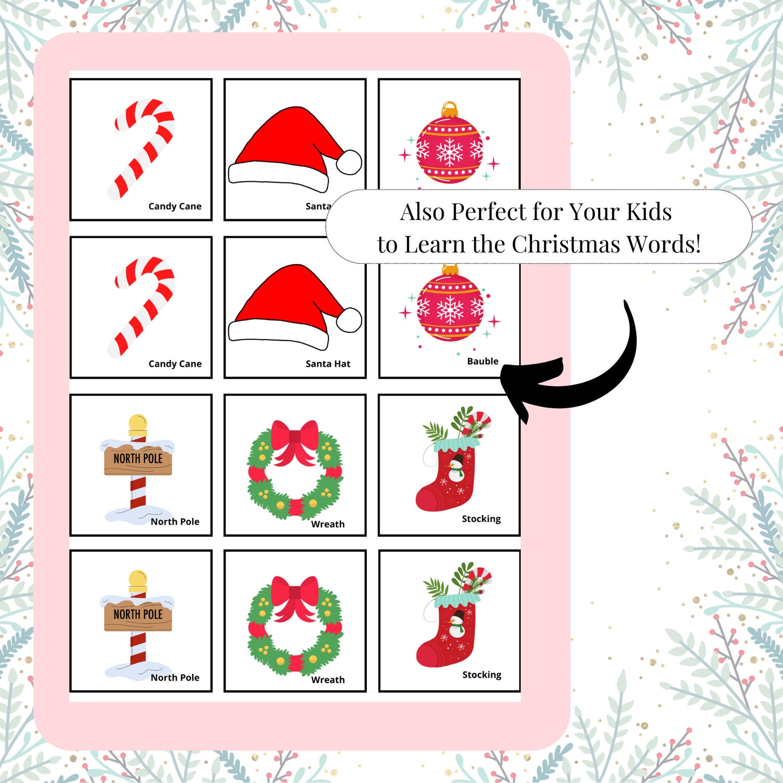 Christmas Printable Memory Game for Kids 18 Cards, Family Game, Fun ...