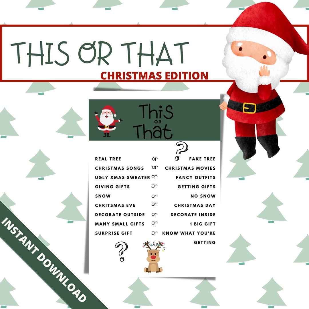Christmas Party Game This or That | Fun Christmas Game |printable ...