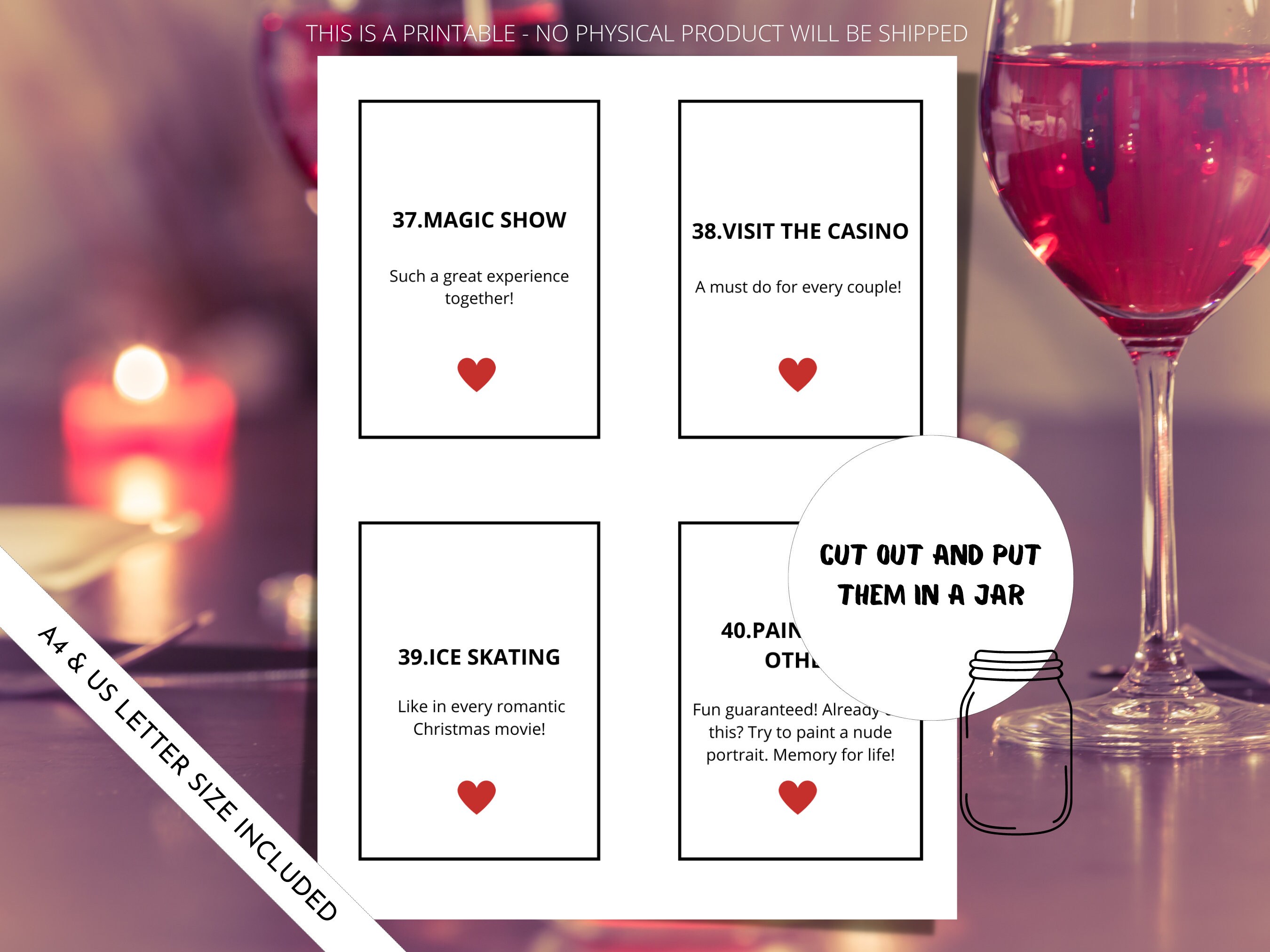 100 Date Night Ideas Cards, Activities for Couples, Date Night Jar,box ...