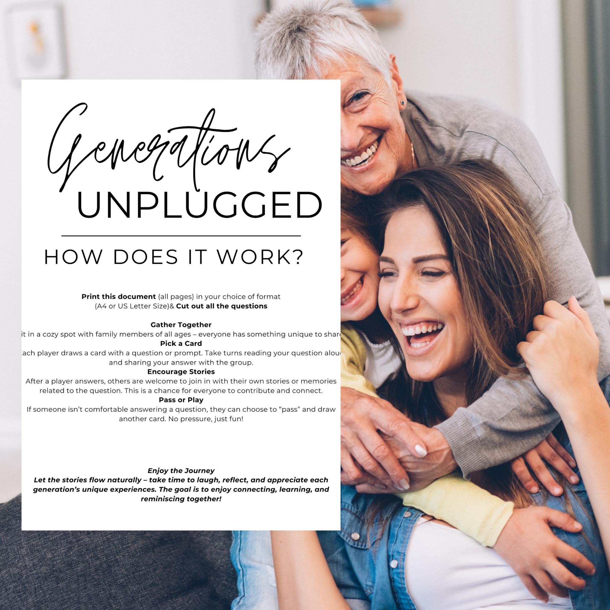 Generations Unplugged Printable Conversation Starter Game, Christmas or ...