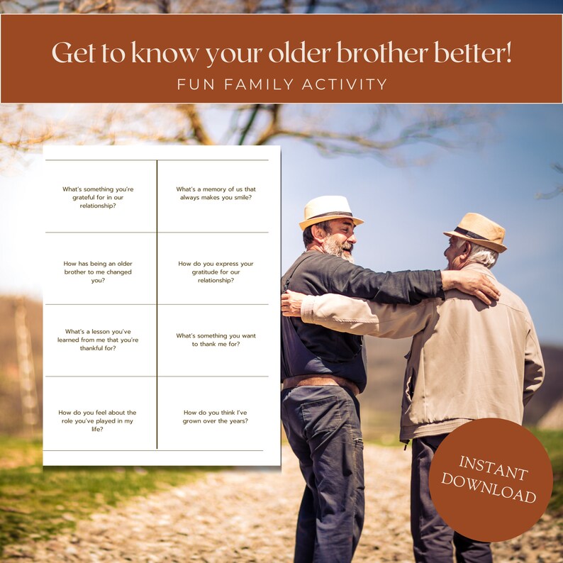 100 Questions to Ask Your Older Brother, Table Talk Game, Conversation ...