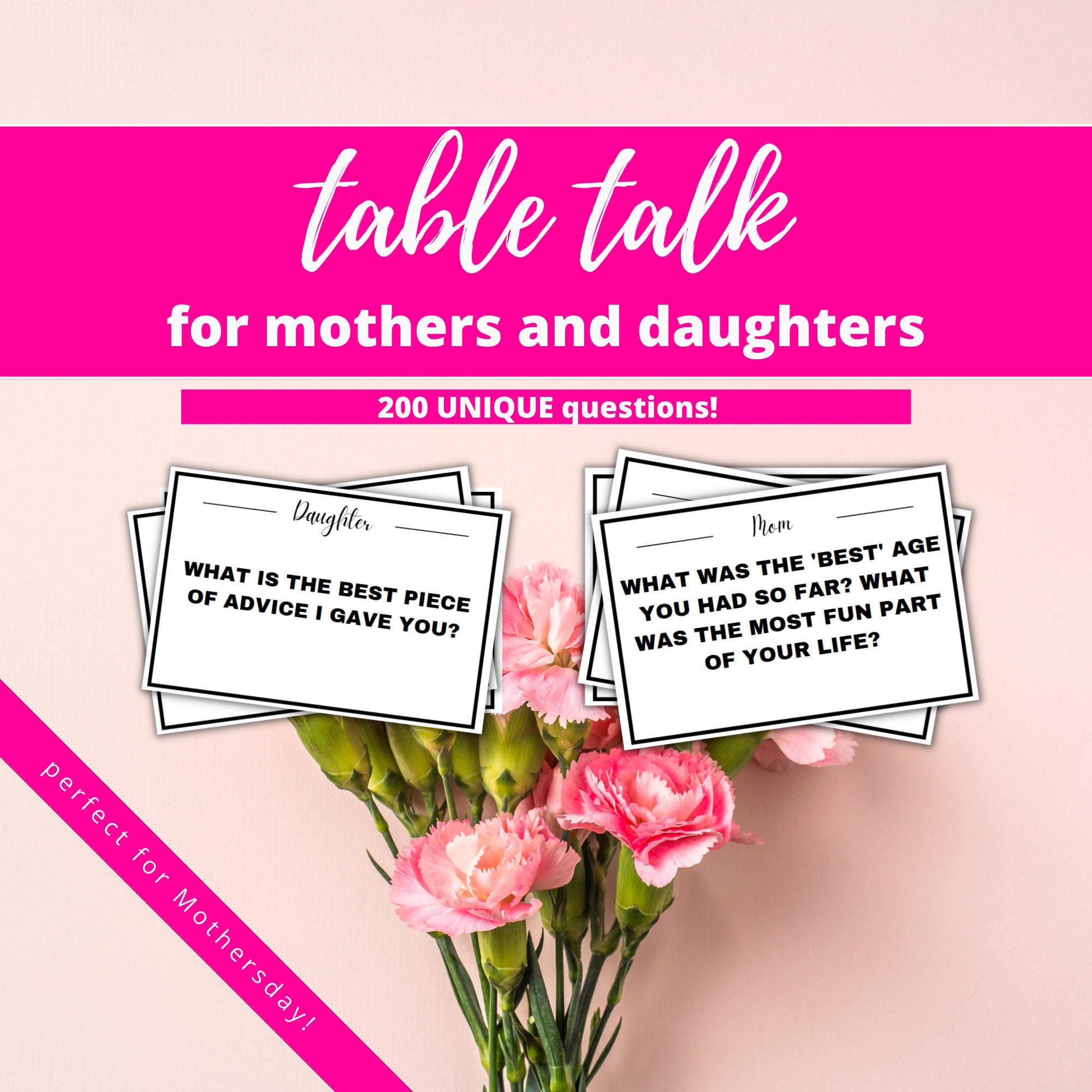 Mother Daughter Table Talk Game Conversation Cards Mothers Day T