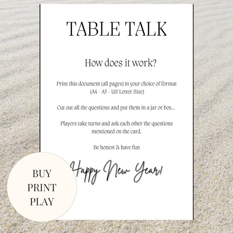 200 Printable Conversation Starter Cards New Years Eve,table Talk New ...