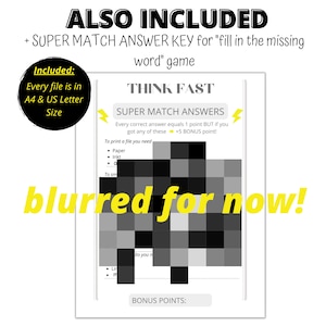 Think Fast Printable Instant Download Game for Family Night | Party ...