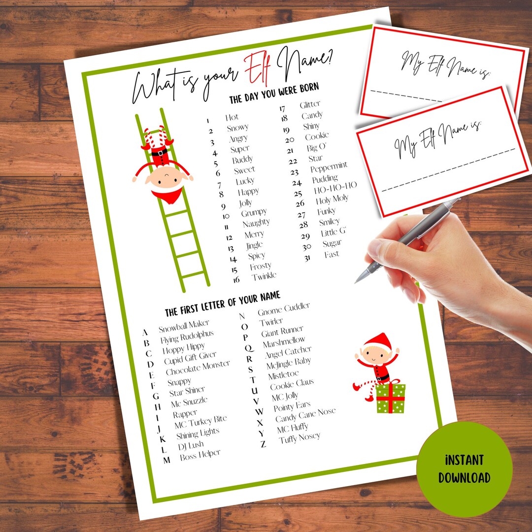 What's Your Elf Name Funny Christmas Game for Kids, Printable Christmas ...