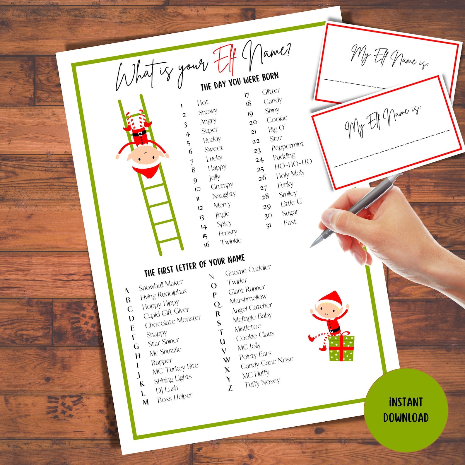 What's Your Elf Name Funny Christmas Game for Kids, Printable Christmas ...