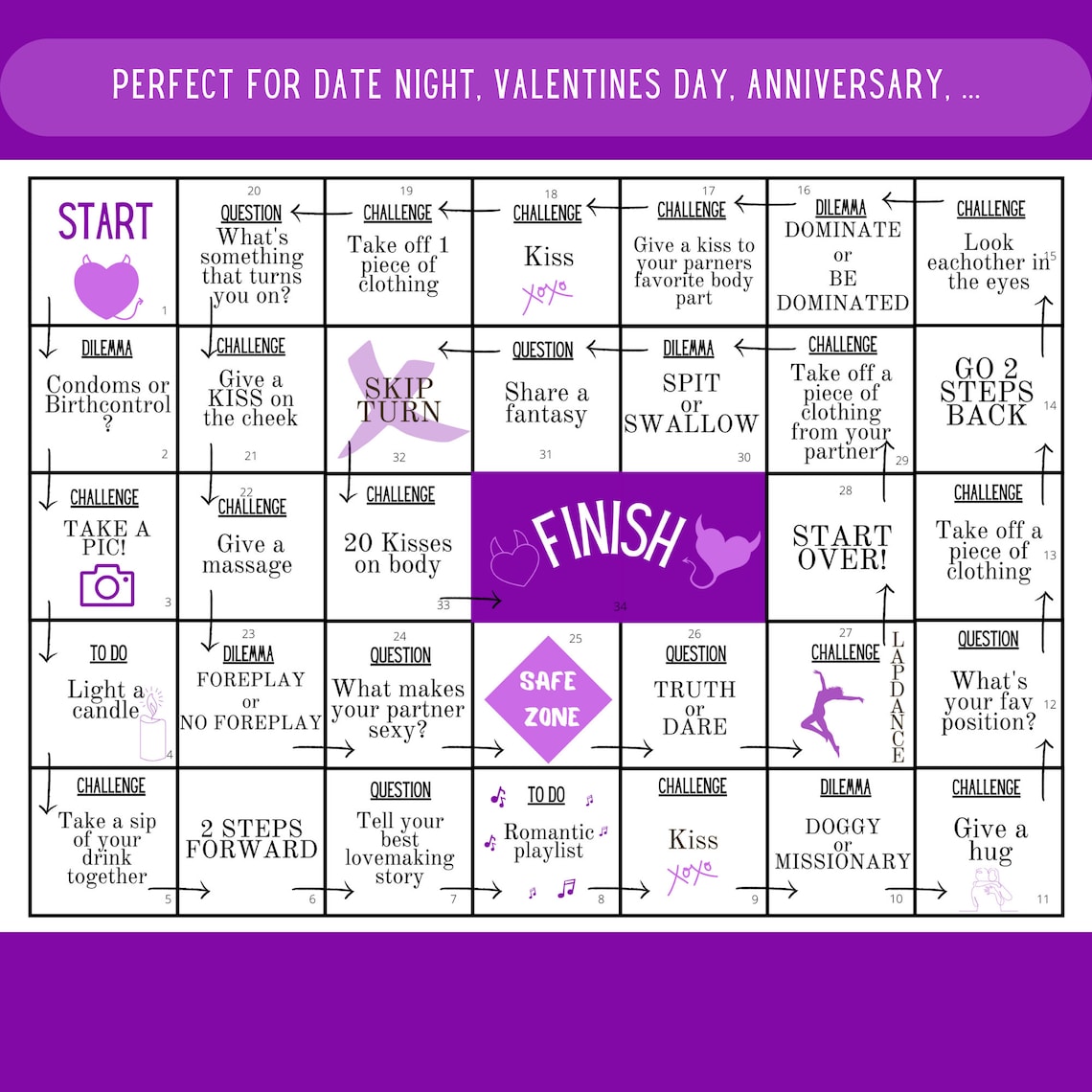 140 Printable Naughty Game For Couples Foreplay Game Sex Gamenaughty Couples Gameadult Game