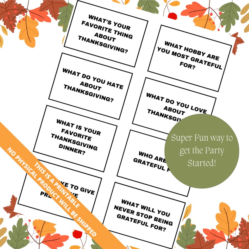 200 Printable Conversation Cards Thanksgiving,table Talk Thanksgiving ...