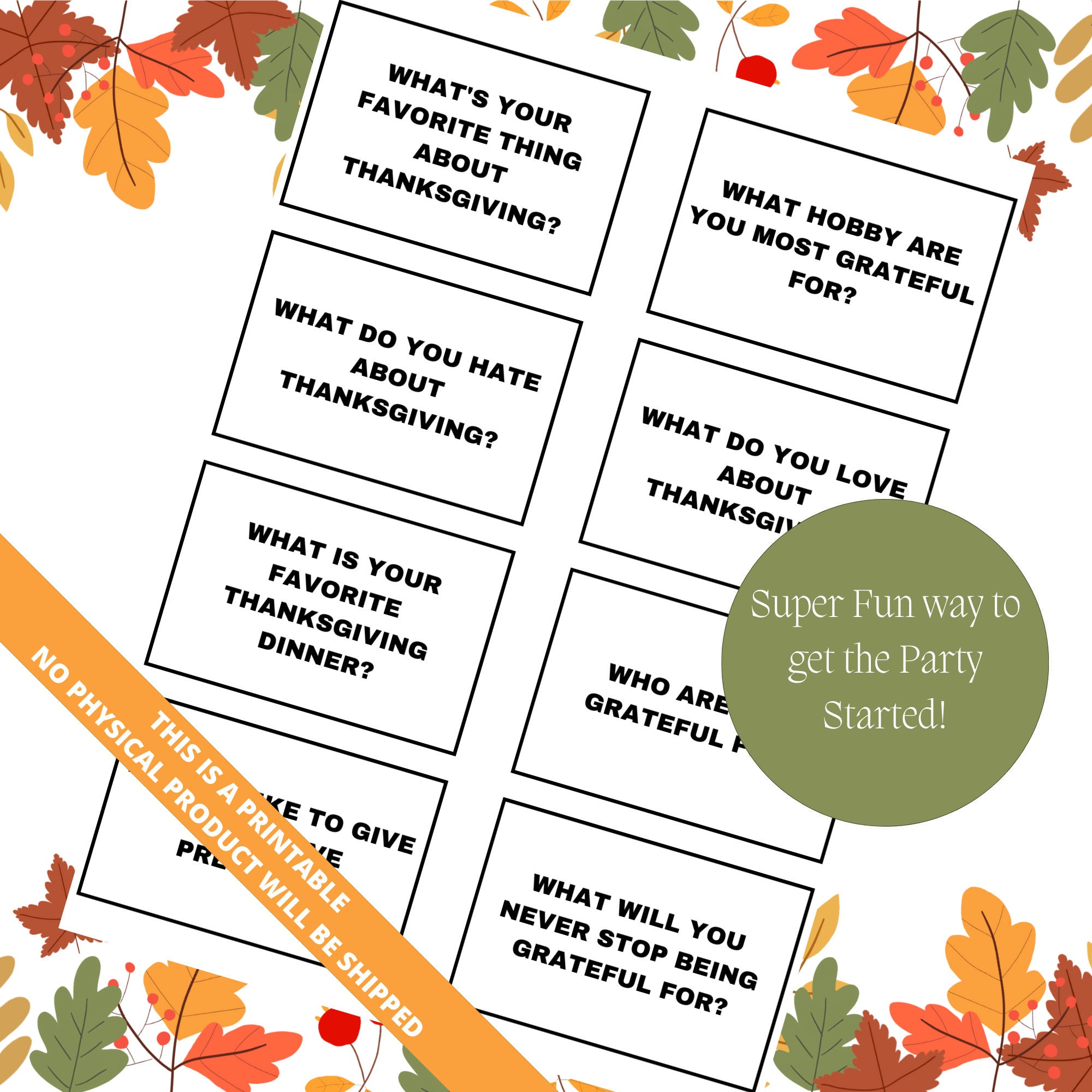 200 Printable Conversation Cards Thanksgiving,table Talk Thanksgiving ...