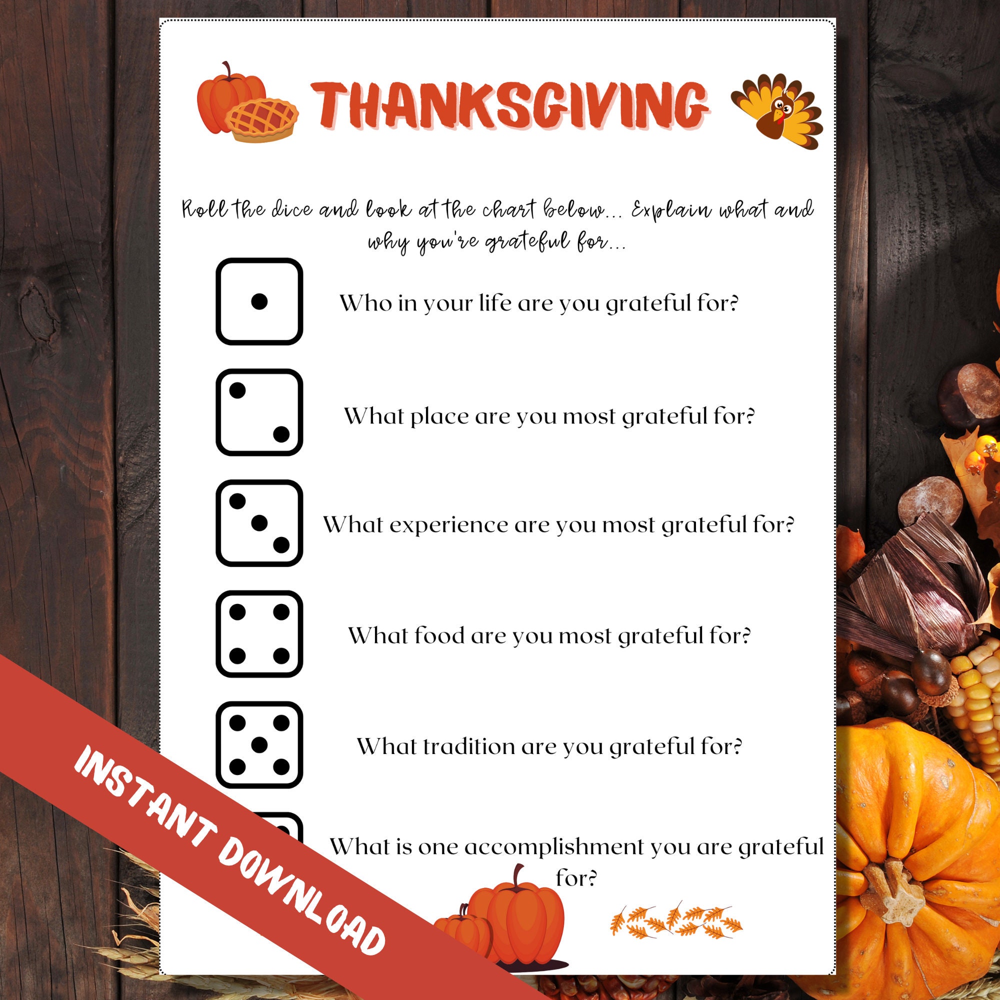 Thanksgiving Game Printable Instant Download for Thanksgiving Dinner or ...