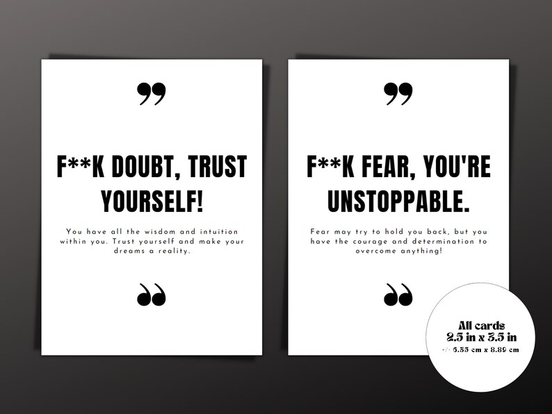Printable Sweary Affirmation Cards, Encouragement Cards, Motivational ...