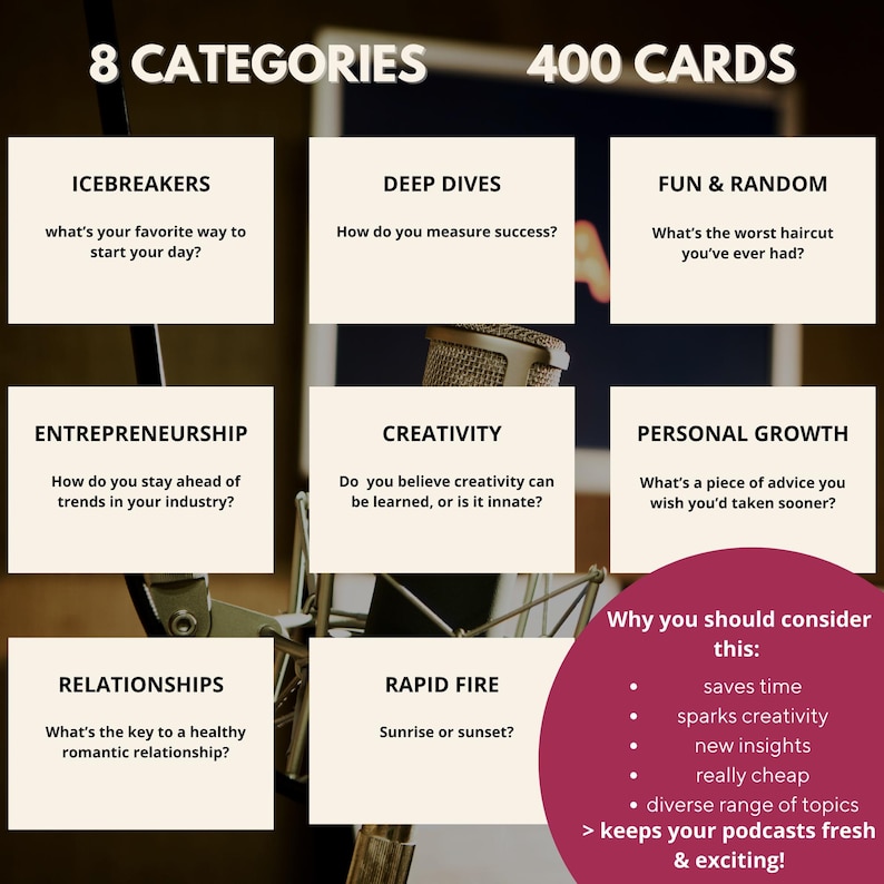 Podcast Interview Question Cards - Icebreakers, Personal Growth ...