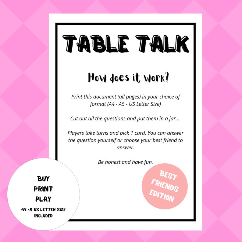 100+ Printable Conversation Starter Cards for Best Friends,table Talk ...