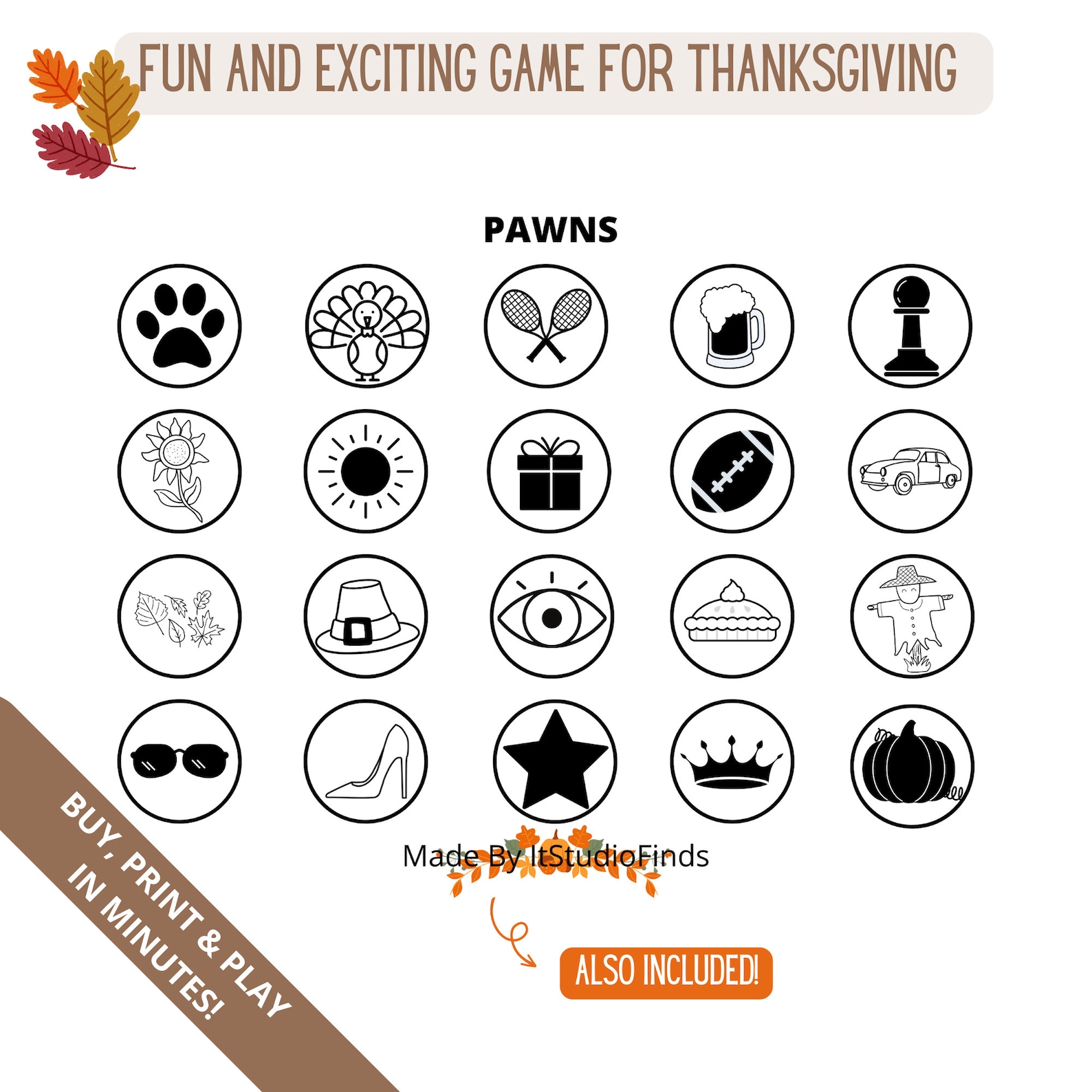 Thanksgiving Board Game Printable Instant Download Thanksgiving Game ...
