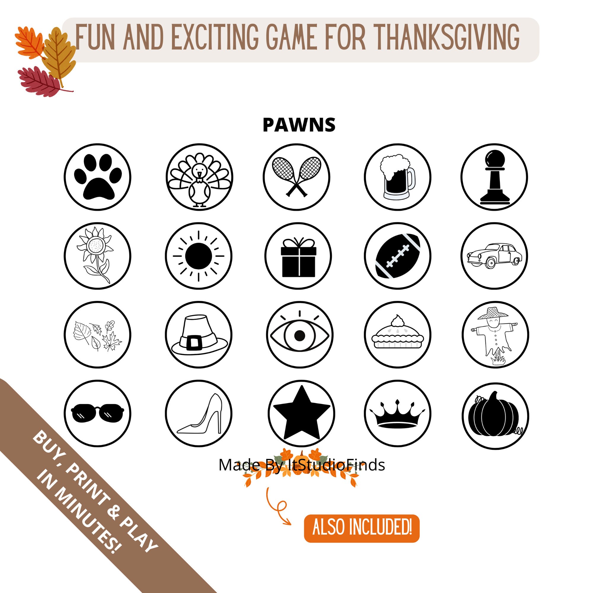 Thanksgiving Board Game Printable Instant Download Thanksgiving Game ...