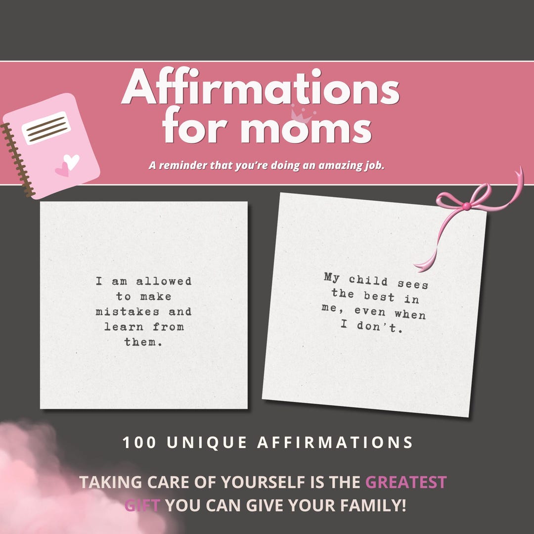 100 Printable Positive Affirmations for All Moms - Digital Cards for ...