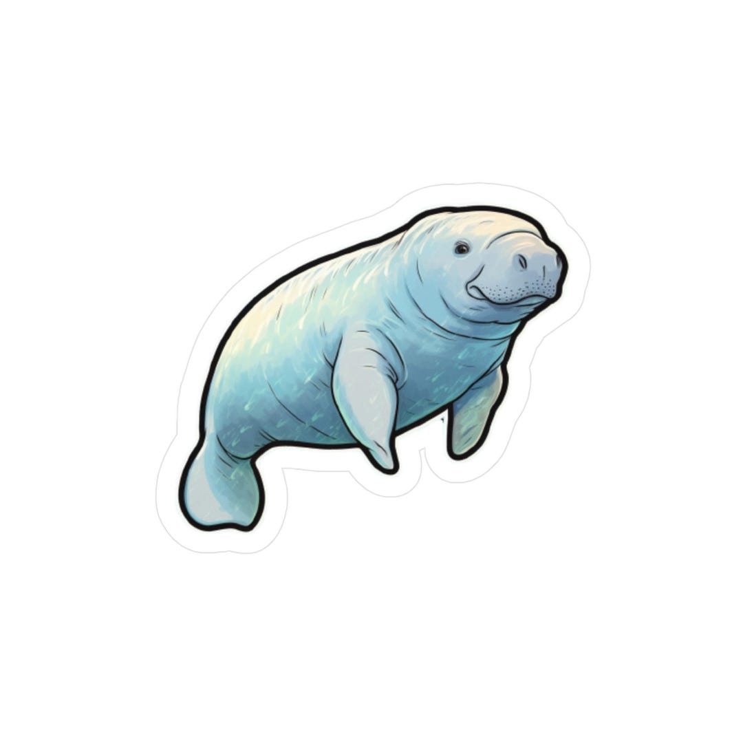 Manatee Decal Sticker, Kiss-cut Vinyl Weatherproof Decal for Laptop ...