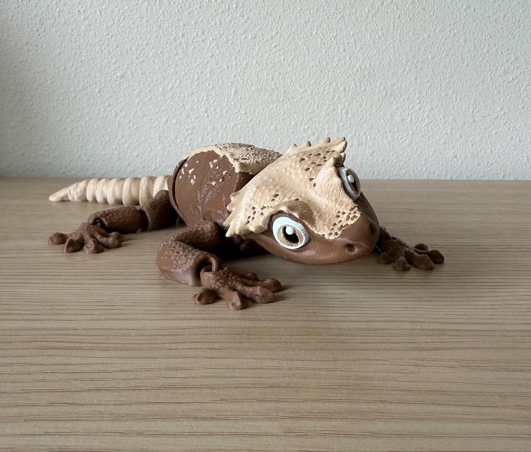 3D Printed Crested Gecko Fidget Toy | Articulated Reptile Desk Pet ...