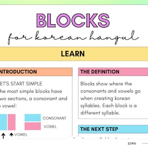 Korean Hangul Blocks Worksheet and Instructional Sheet Png Jpg Svg Pdf ...
