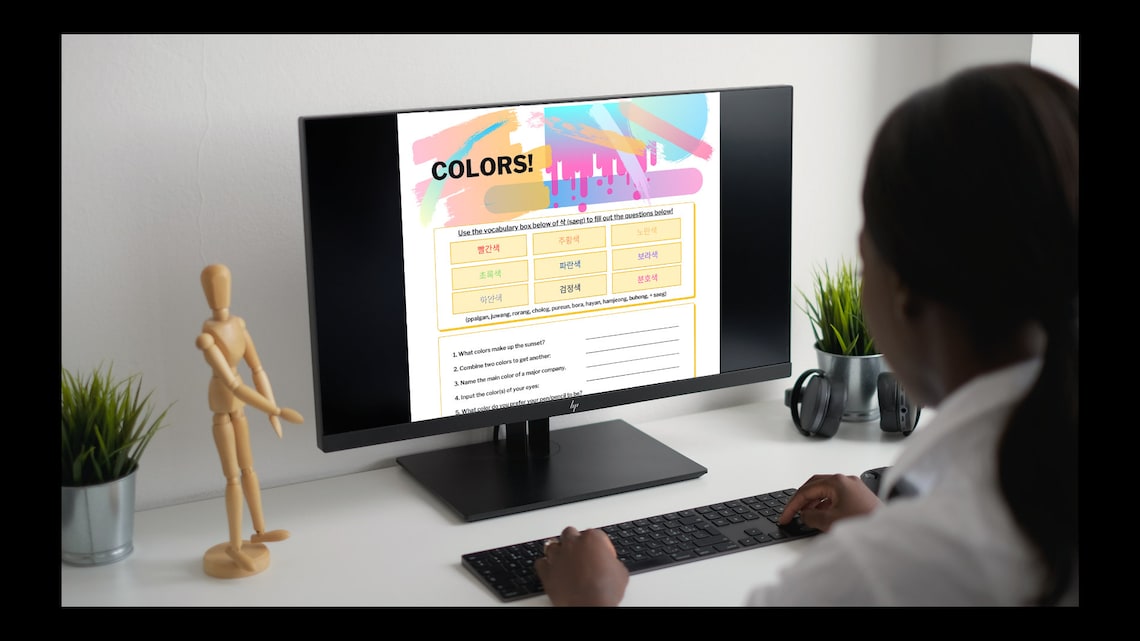Colors Korean Worksheet Digital Download Teachers & Student Png Jpg Svg ...