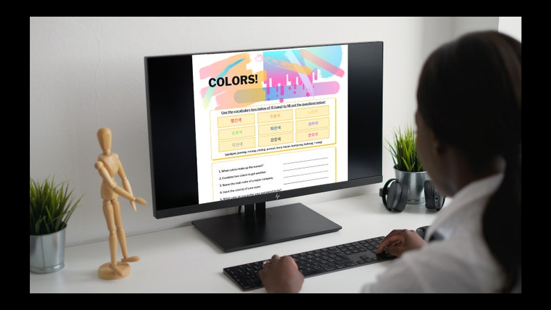 Colors Korean Worksheet Digital Download Teachers & Student Png Jpg Svg ...