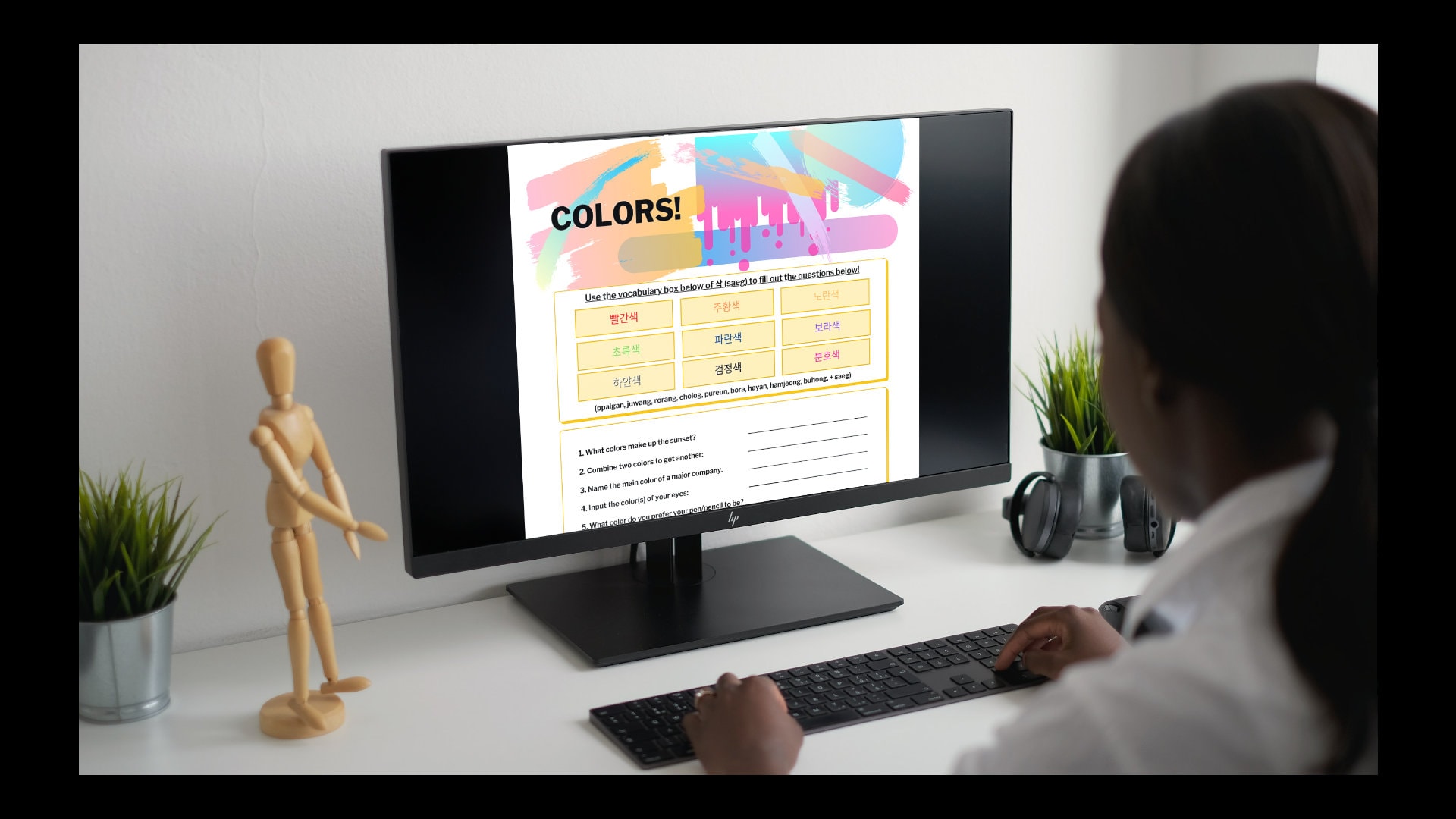 Colors Korean Worksheet Digital Download Teachers & Student Png Jpg Svg ...