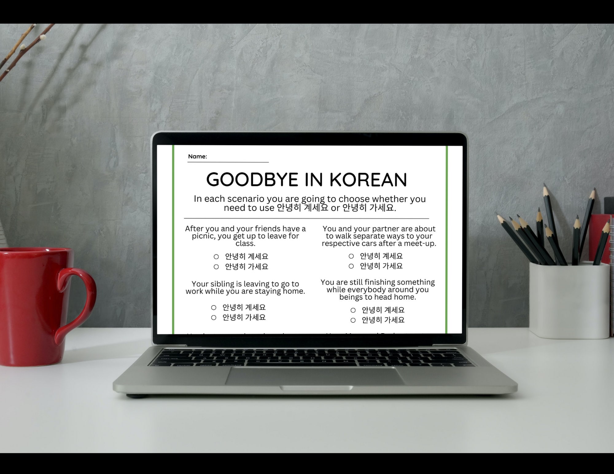 Goodbye Korean Worksheet Digital Download Teacher Student Png Jpg Svg ...