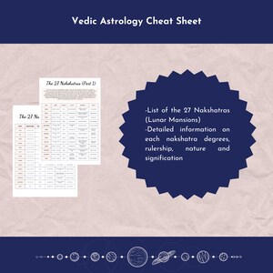 Vedic Astrology Cheat Sheet Printable Easy Vedic Astrology - Etsy