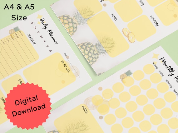 Multi Printable Planner Pack Pineapple Themed Planners Daily - Etsy