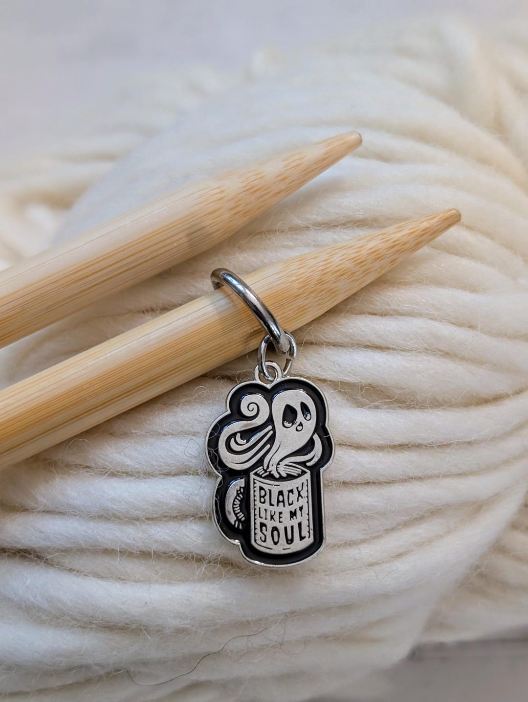 Stitch Markers | Closed Ring Stitch Marker | Ghost Coffee Charm Stitch ...