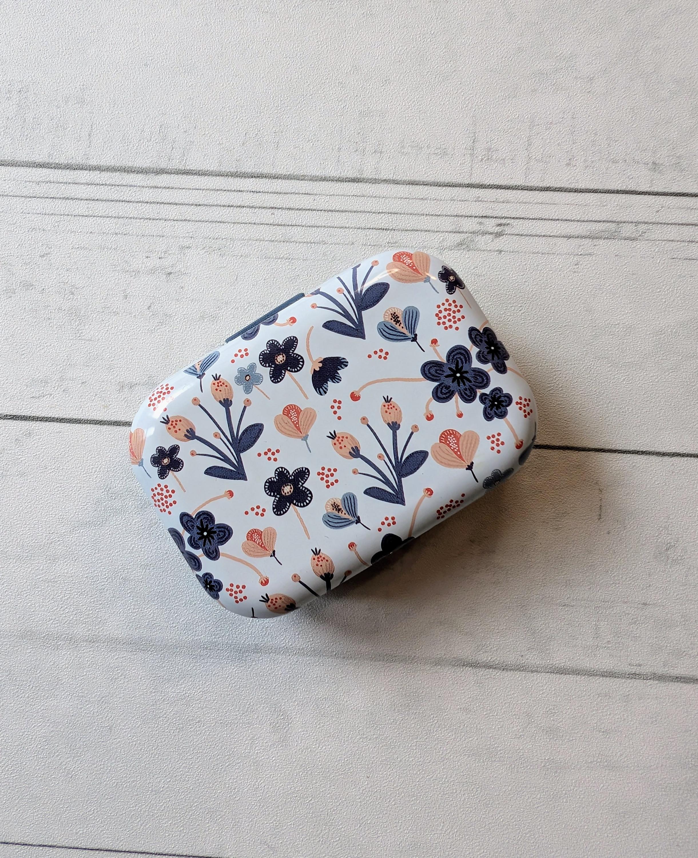 Notions Storage Tin | Hinge Top Tin | Patterned Notions Storage | Small ...