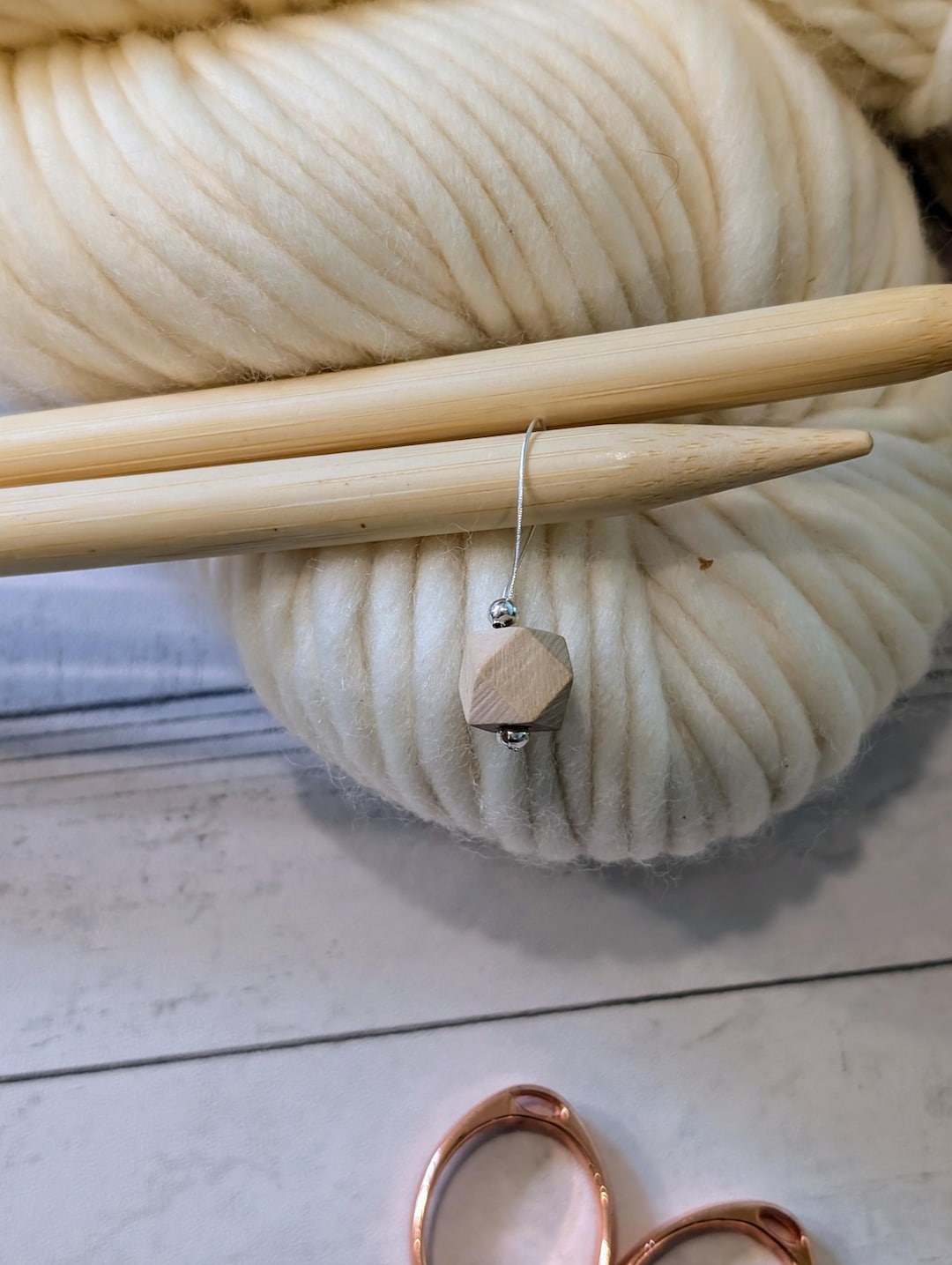 Stitch Markers | Wire Stitch Marker | Loop Stich Marker | Wood Geo Bead ...