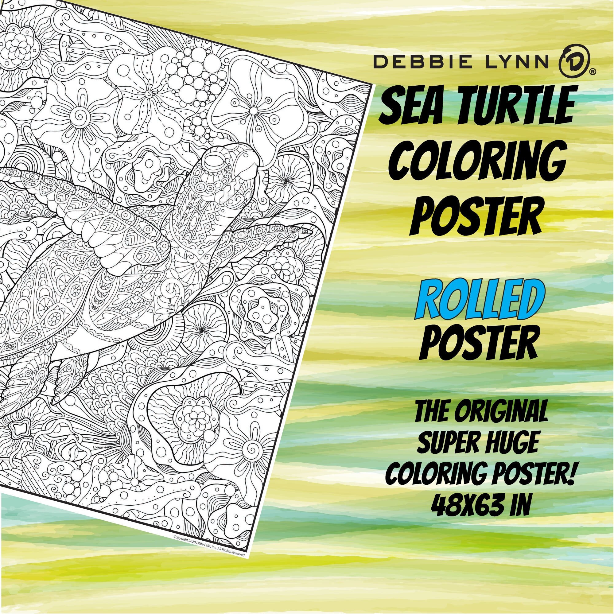 Sea Turtle Coloring Poster ROLLED Super Huge Size 48x63 Inches Group ...