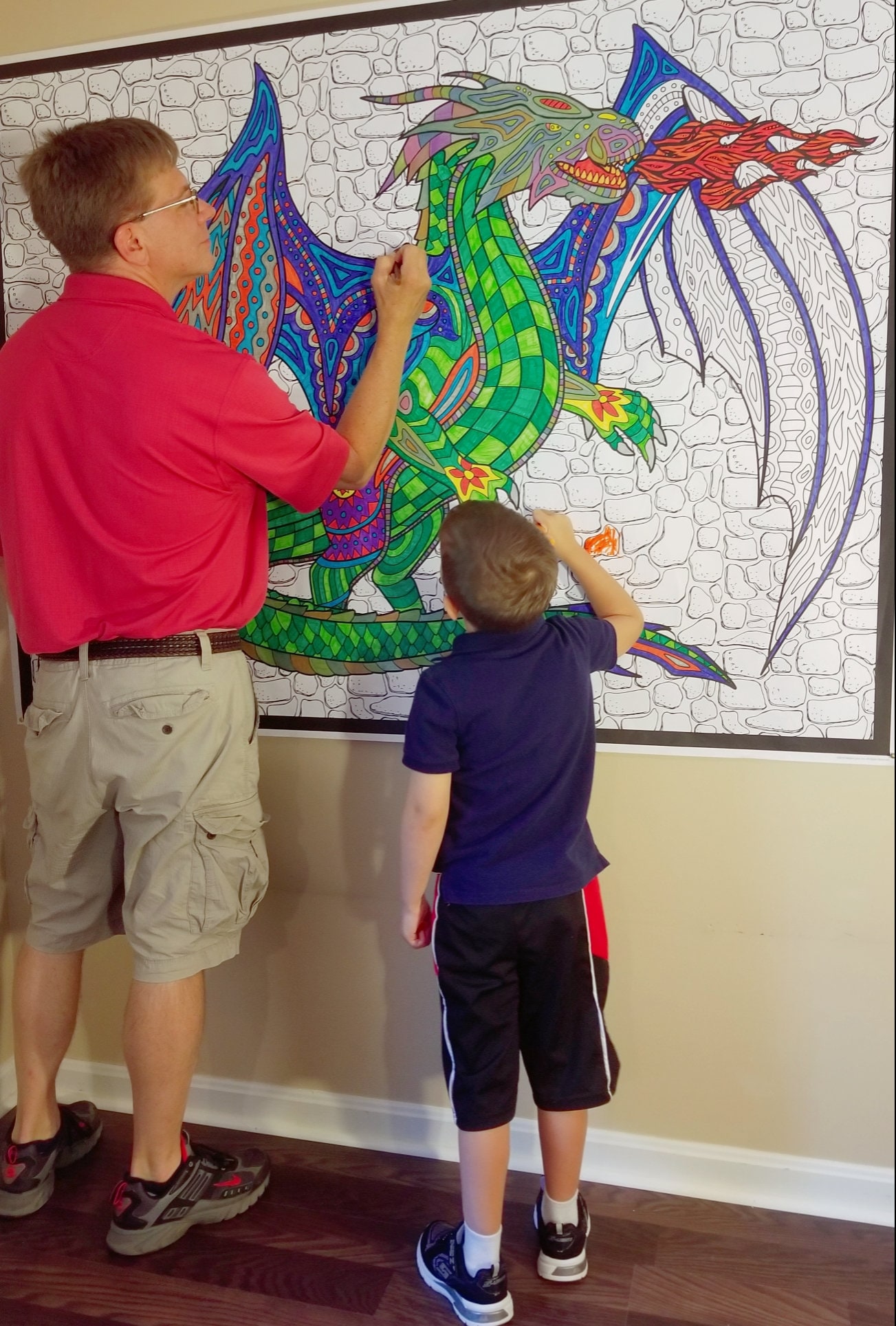 Dragon Coloring Poster ROLLED Super Huge 48x63 Adult Coloring Activity ...