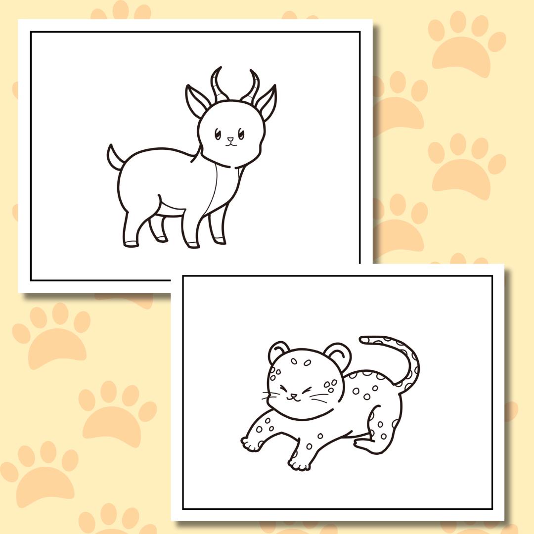 Safari Animal Coloring Book for Kids Cute & Fun Jungle Animals Coloring ...
