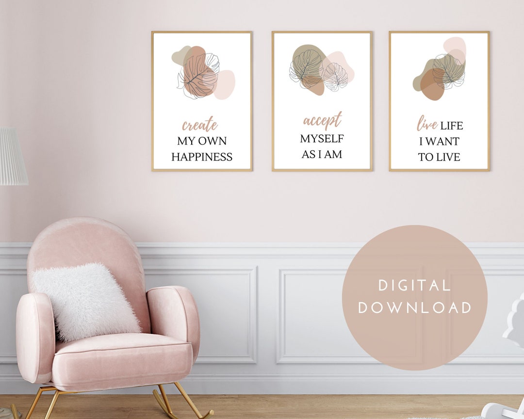 Printable Motivational Wall Arts, Set of 3 Affirmation Printable Wall ...