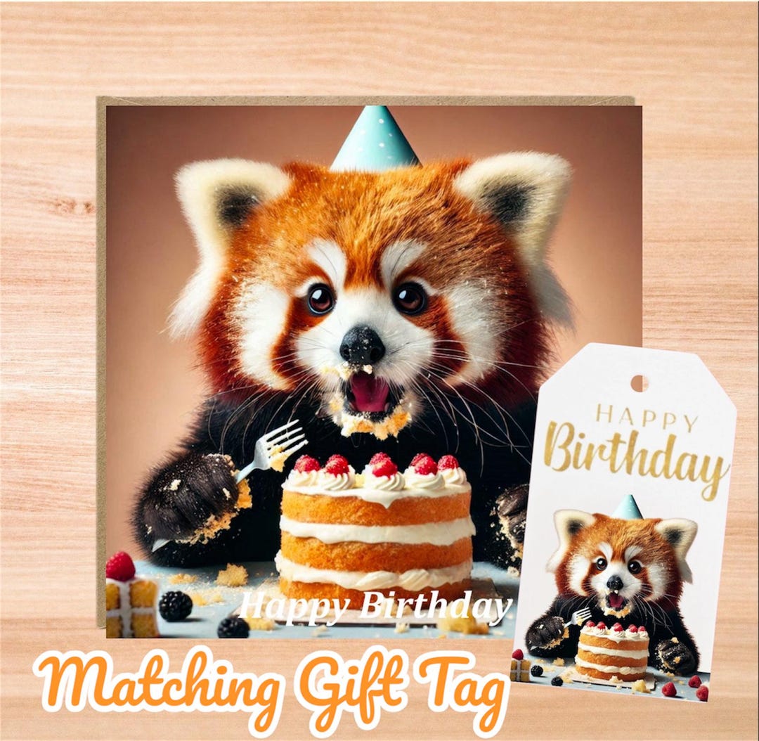 Red Panda Birthday Card - Red Panda Gift Tags - Funny Red Panda Card ...