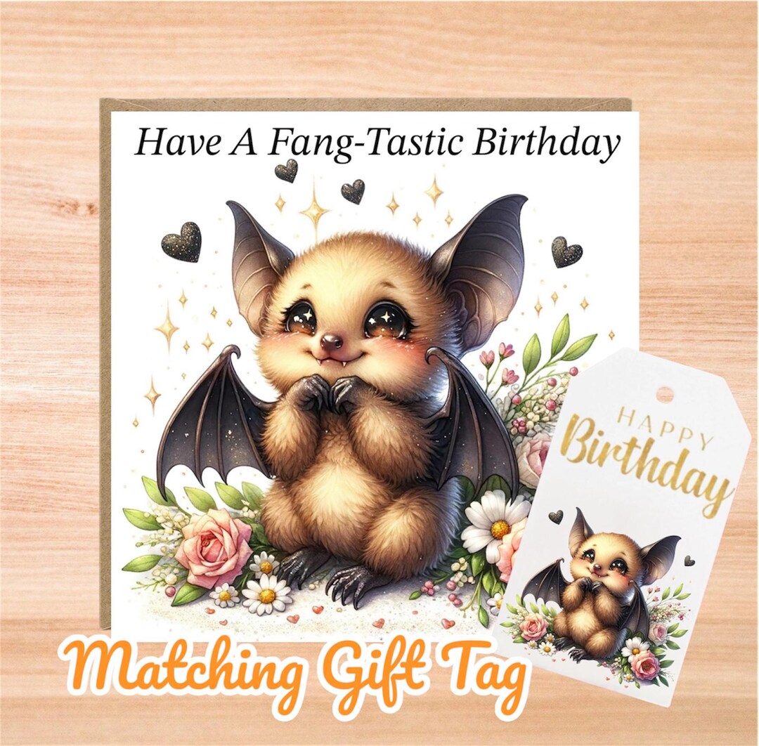 Funny Bat Birthday Card - Bat Card - Bat Gift Tags - Card for Mum ...