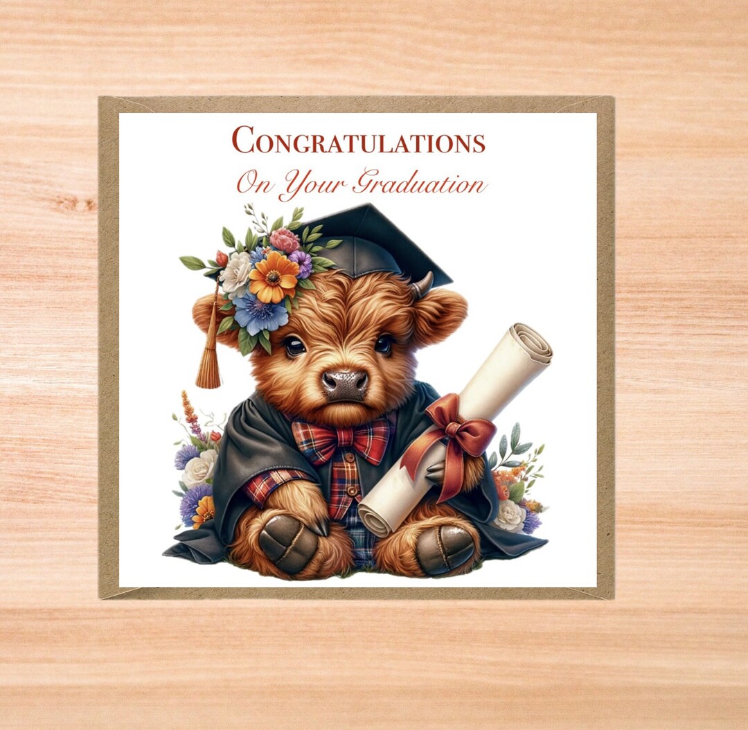 Highland Cow Graduation Card Graduation Greeting Card for Daughter Card ...