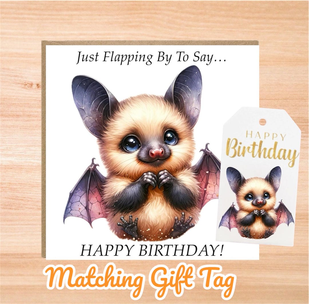 Funny Bat Birthday Card - Bat Card - Bat Gift Tags - Card for Husband ...