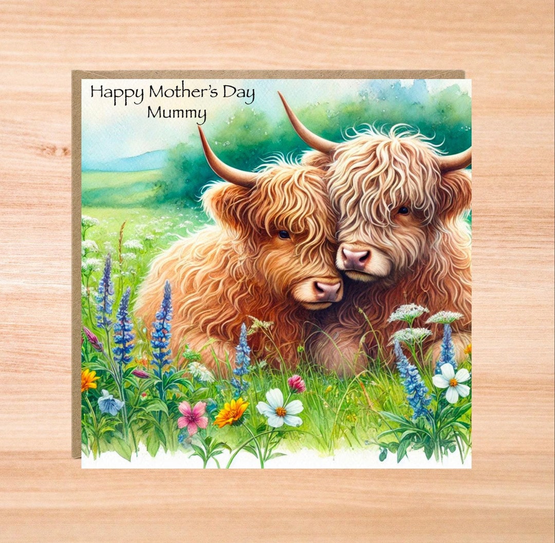 Personalised Highland Cow Mother’s Day Card - Card for Mum - Card for ...