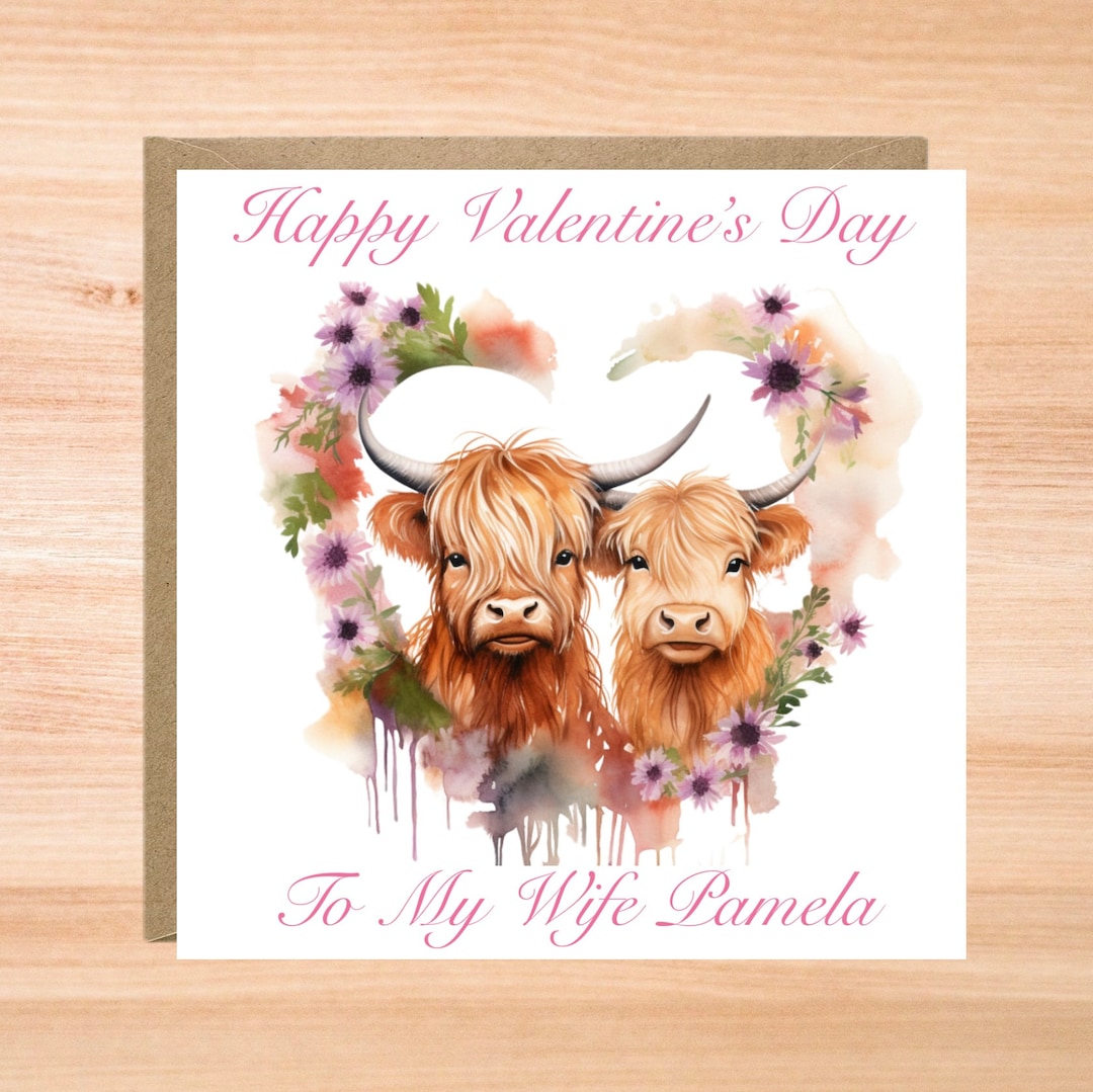 Highland Cow Valentines Day/ Anniversary/ Wedding Card Personalised ...