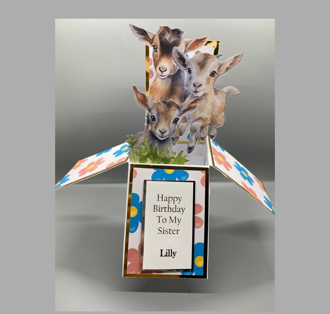 Personalised Goat Pop up Box Card Goat Birthday Card Birthday Card for ...