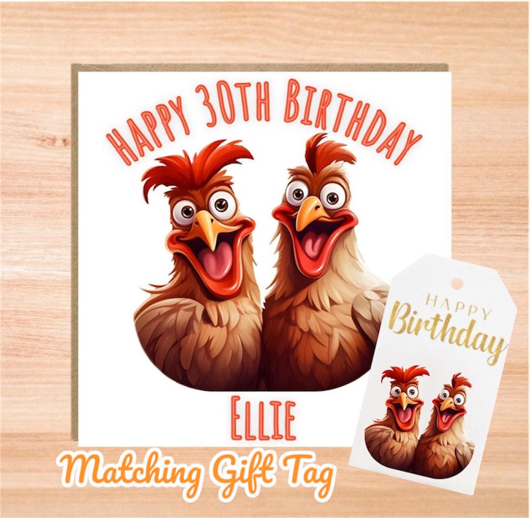 Personalised Chicken Birthday Card Chicken Gift Tags Card for Mum Card ...
