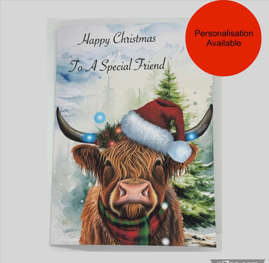 Personalised Highland Cow Christmas Card Highland Cow Christmas Card - Etsy