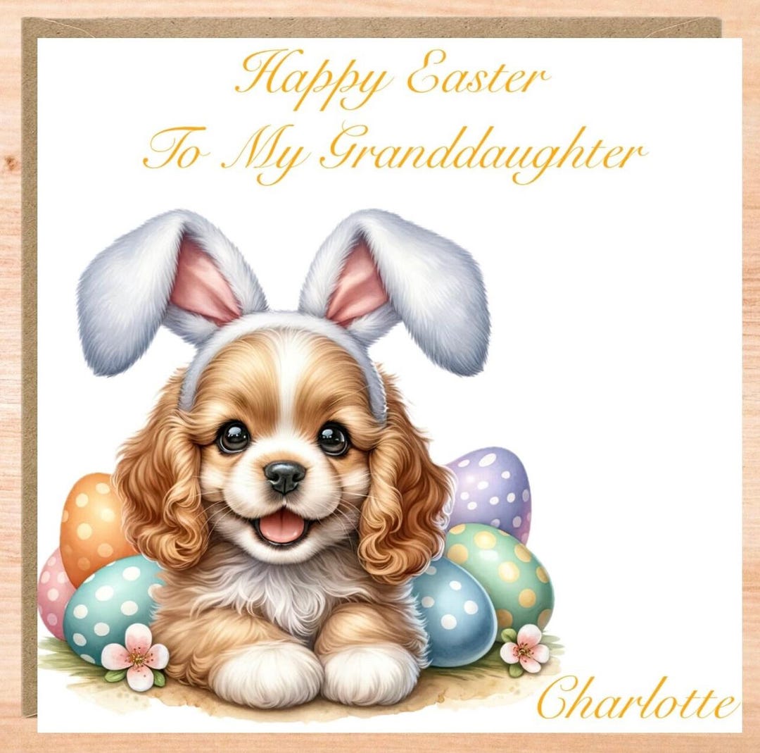 Cocker Spaniel Puppy Easter Card - Personalised Easter Card - Card for ...