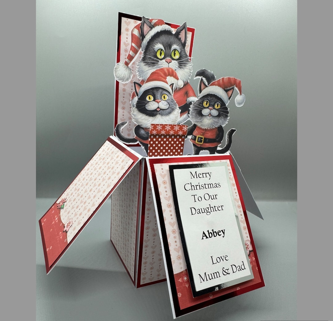 Personalised Christmas Cats Pop up Box Card Kitten Christmas - Etsy