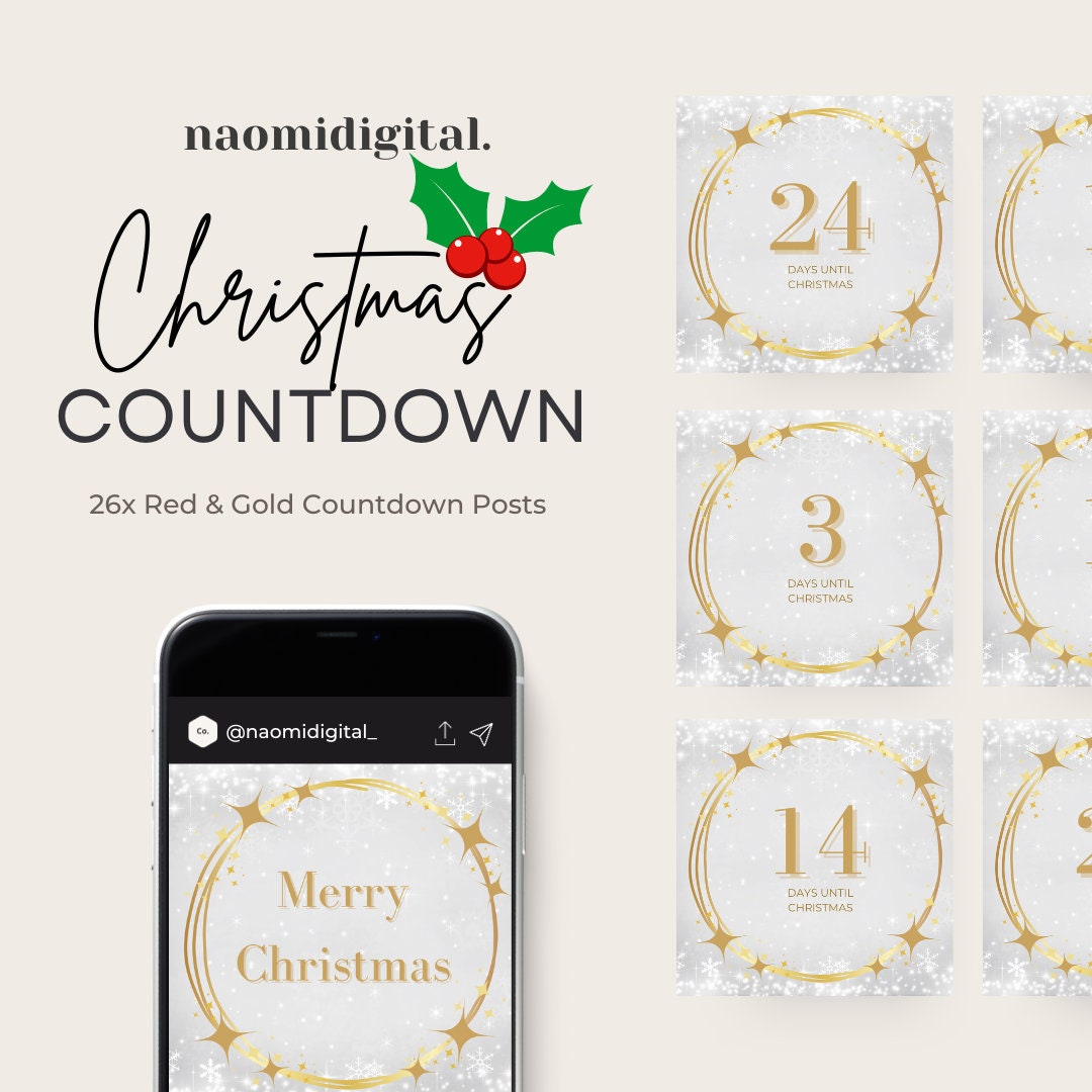 Christmas Countdown for Social Media Posts Instagram Pinterest Facebook ...